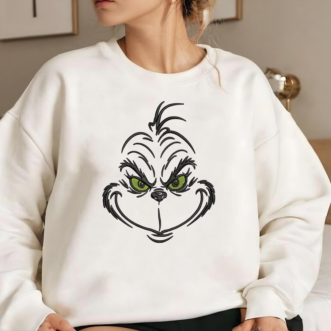 Grinch Face Embroidery Design, Machine Embroidery Design, Christmas ...