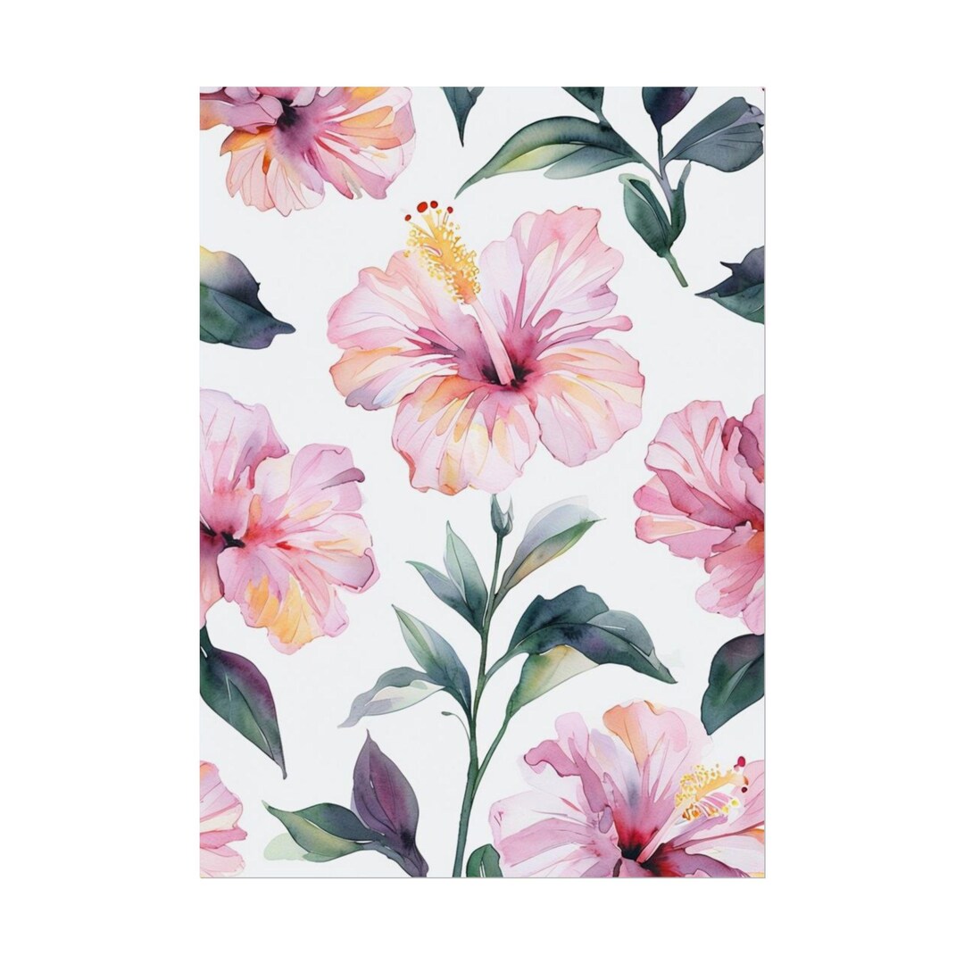 Hibiscus Flowers Poster, Wall Art Decor Print, Floral Home Decoration ...