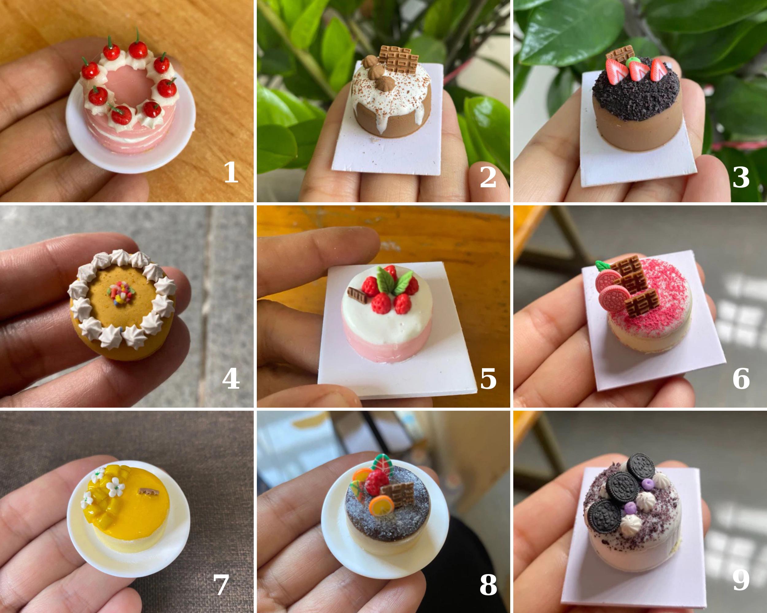 1/12 Scale Tiny Cake Dollhouse Accessories, Mini Cake Charms for Doll ...