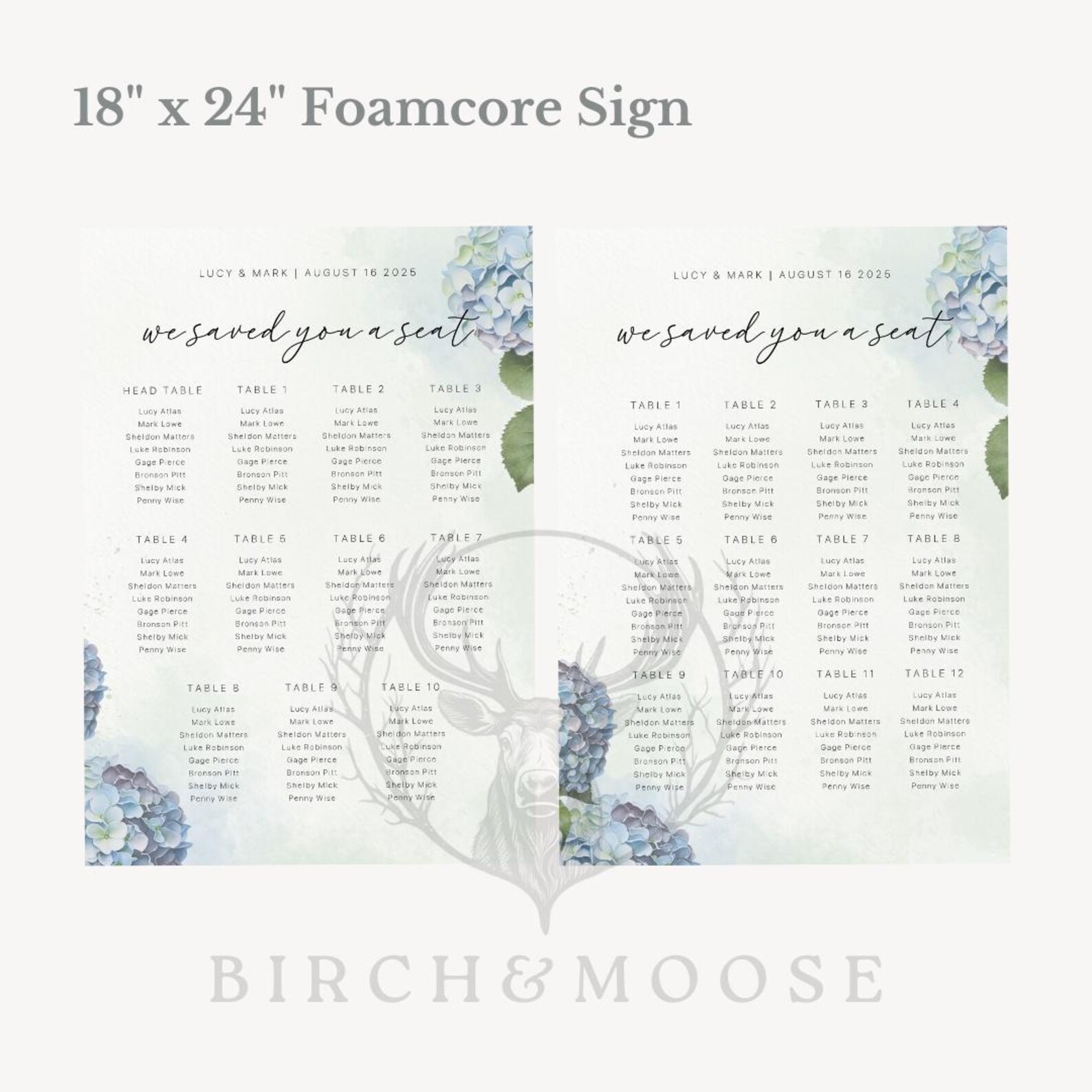 Seating Chart Template | 4 Layouts Included | Hydrangea & Butterfly ...