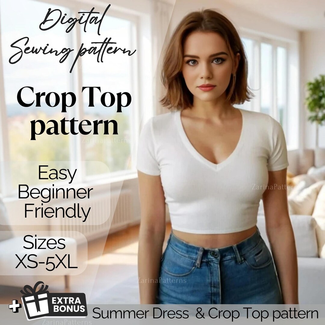 Crop Top Sewing Pattern | V Neck Summer Top Sewing Pattern | Summer Top ...