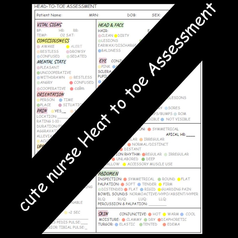 Nurse Head to Toe Assessment Sheet, Head-to-toe Assessment Temperate ...
