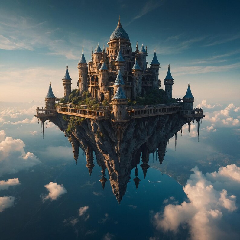 Relaxing Floating Majestic Castles Floating in Sky and Water - Etsy