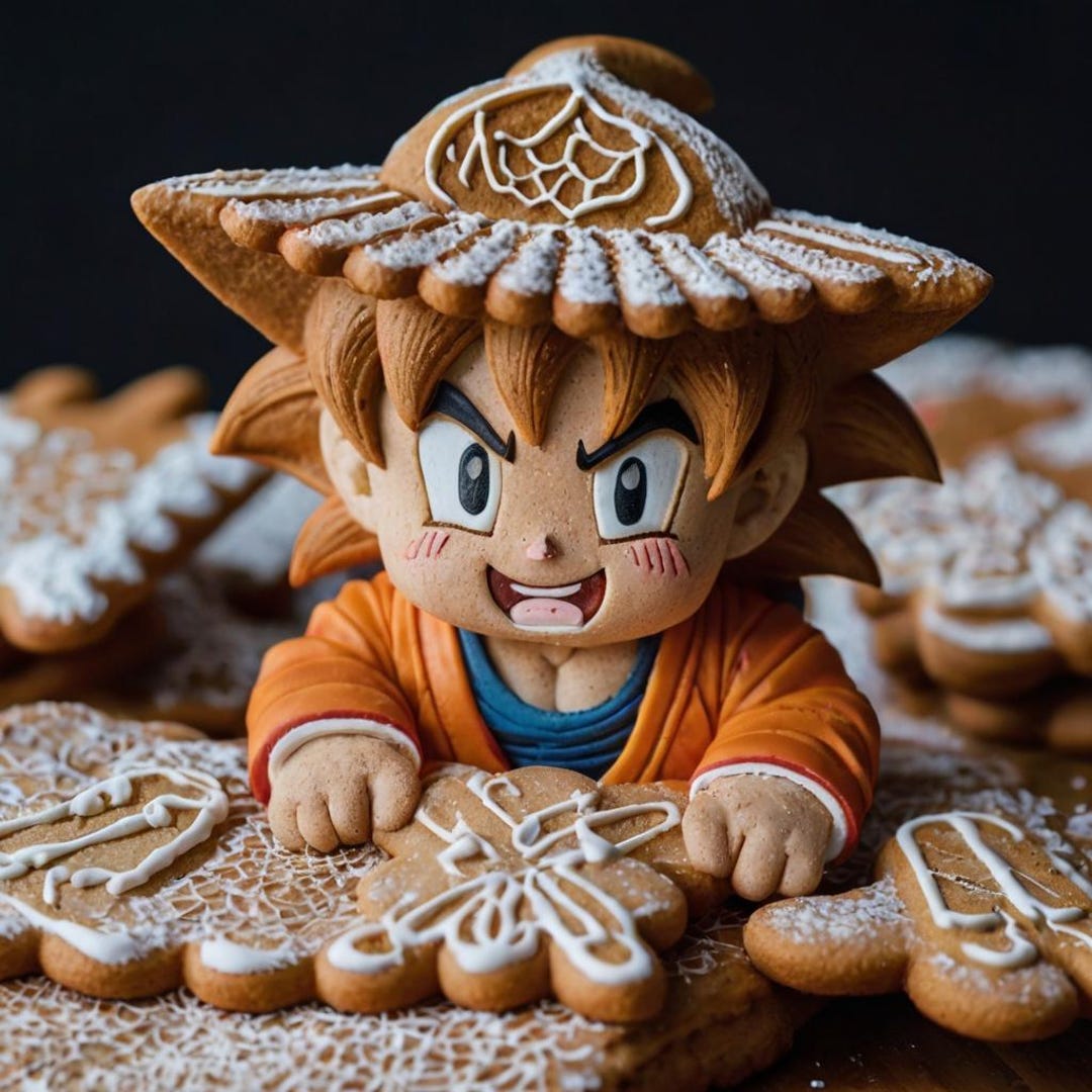 Adorable Realistic Son Goku From Dragonball Z Hiding in Gingerbread ...