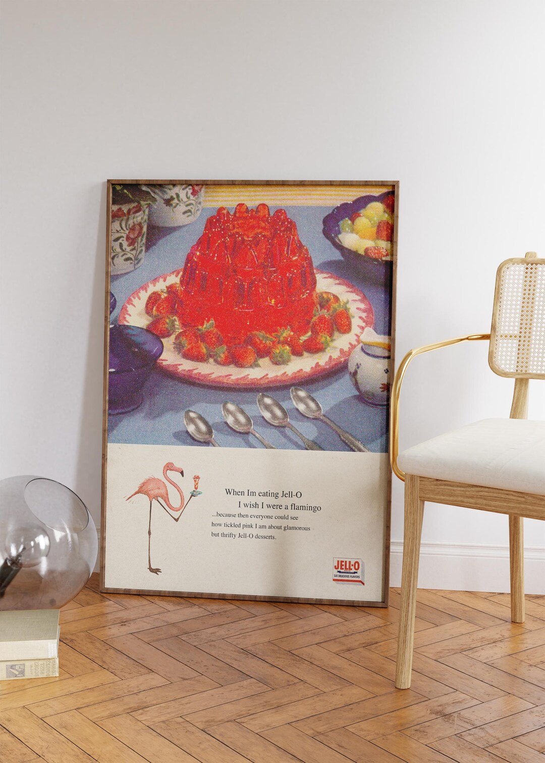 Retro Jello Advertisement, Retro Bar Cart Print, Living Room Decor ...