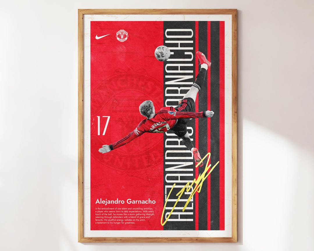 Garnacho Poster, Alejandro Garnacho Wall Art, Footballer Poster ...