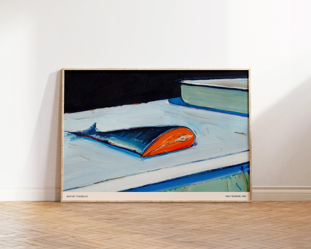 Wayne Thiebaud Print - Vintage Salmon Painting - Kitchen Wall Art and ...