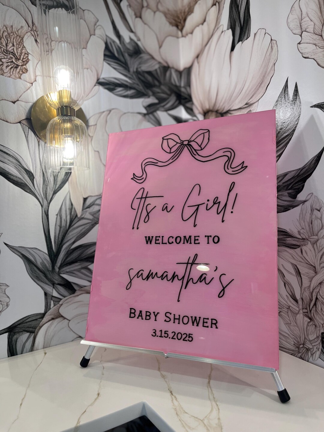 18x24 Baby Shower Pink Welcome Enterance Sign Acrylic - Etsy