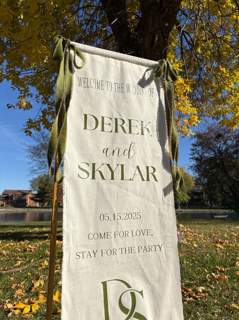 Wedding Fabric Welcome Sign Boho Wedding Welcome Sign 4 Feet Long X 11 ...