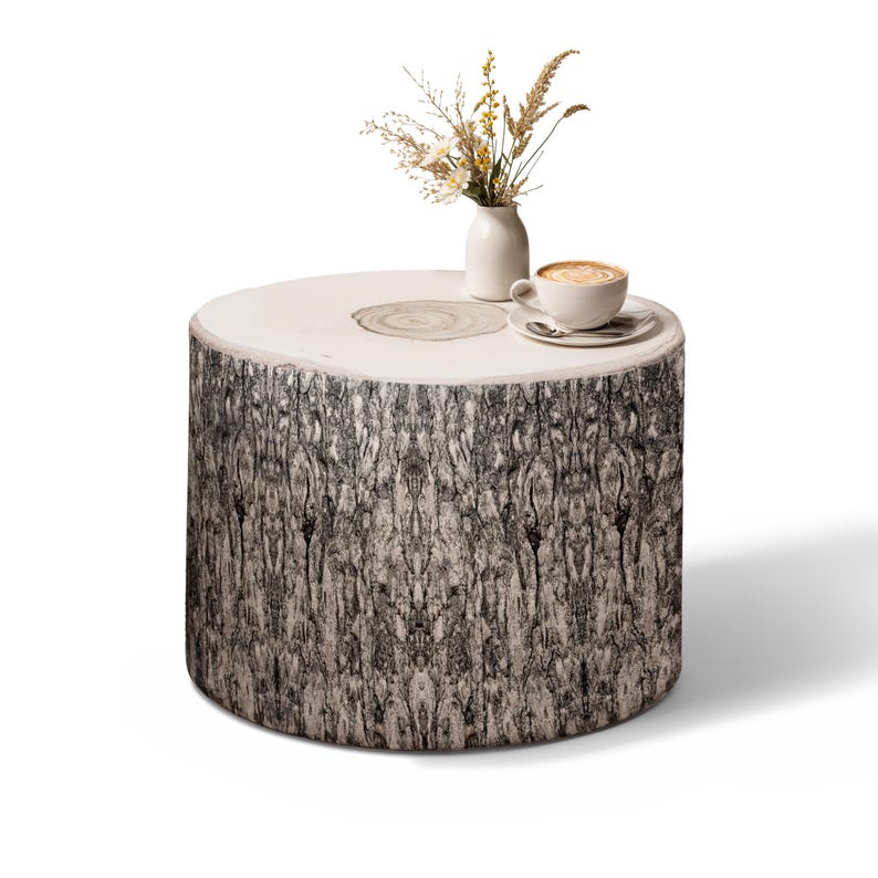 Tree Stump Pouf Ottoman: Velvet Fabric Cylinder Floor Cushion - Etsy