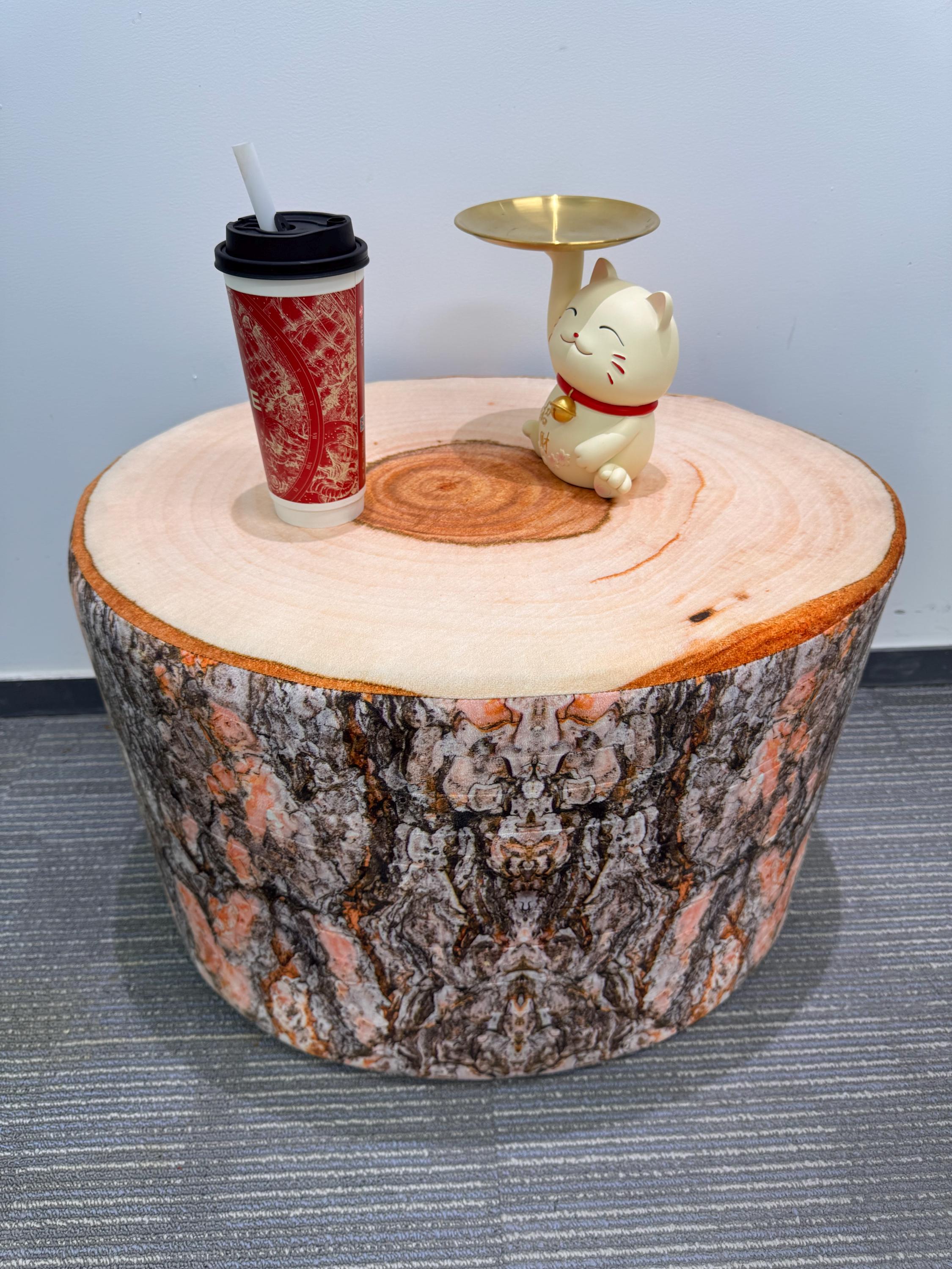 Tree Stump Pouf Ottoman: Velvet Fabric Cylinder Floor Cushion - Etsy