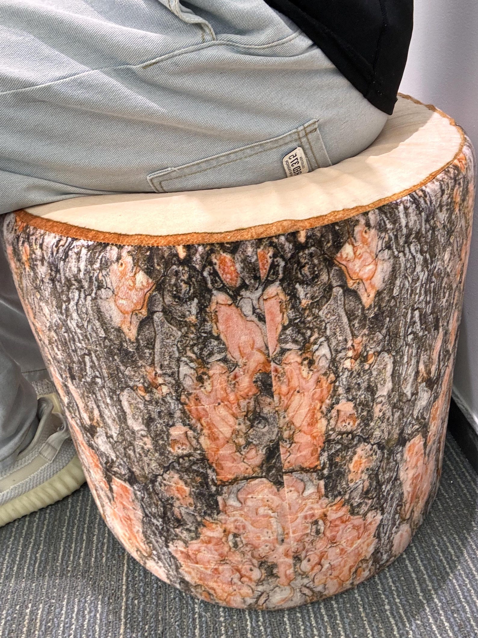 Tree Stump Pouf Ottoman: Velvet Fabric Cylinder Floor Cushion - Etsy