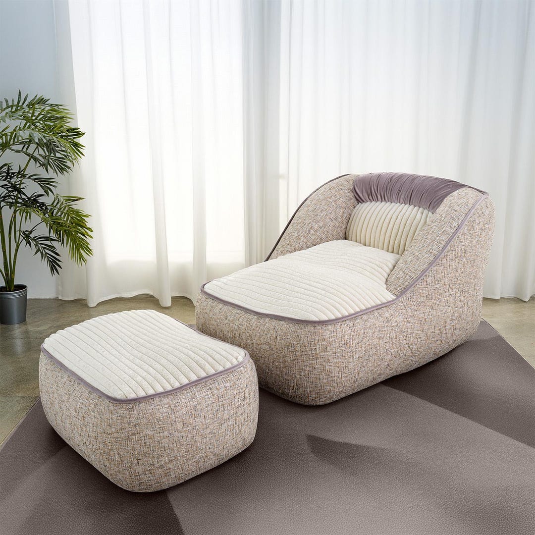 Corduroy Bean Bag Chair With Ottoman: Cozy Living Room Reading Couch - Etsy