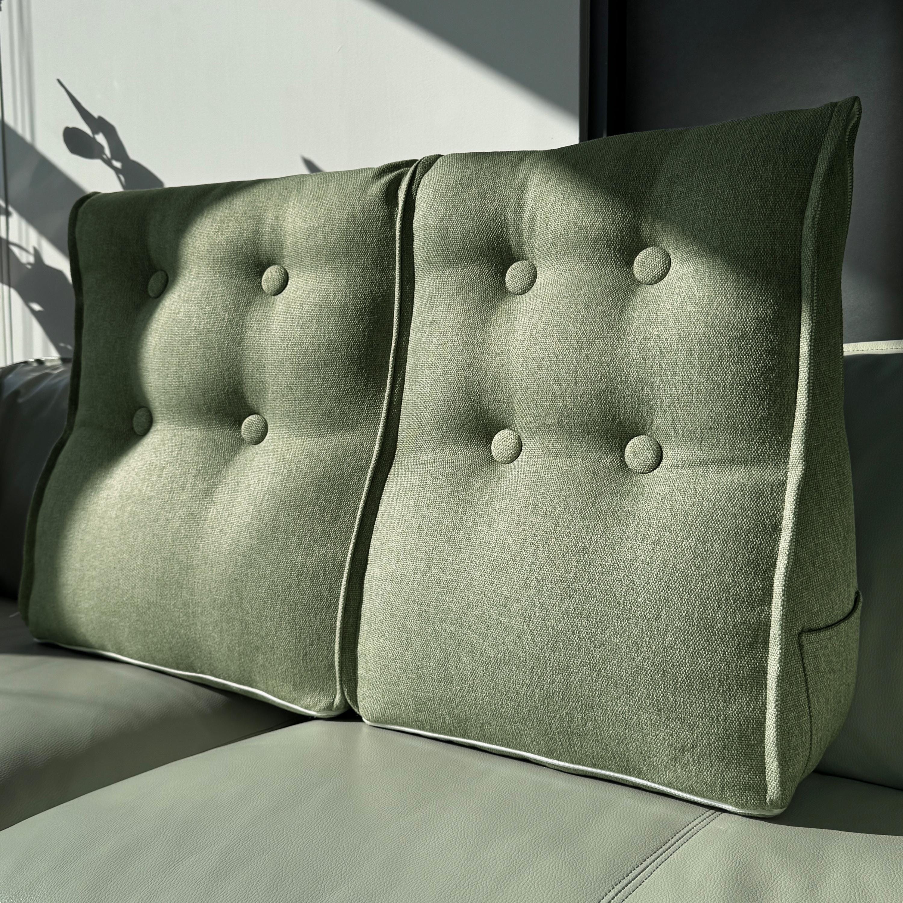 Button Tufted Wedge Pillow: Linen Blend Bed Rest Reading Pillow - Etsy