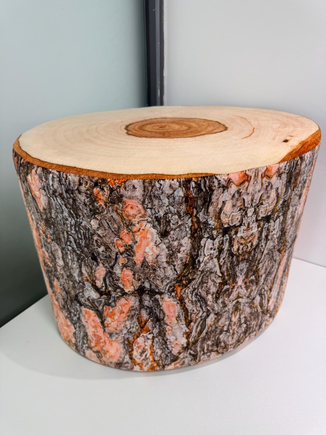 Tree Stump Pouf Ottoman: Velvet Fabric Cylinder Floor Cushion - Etsy