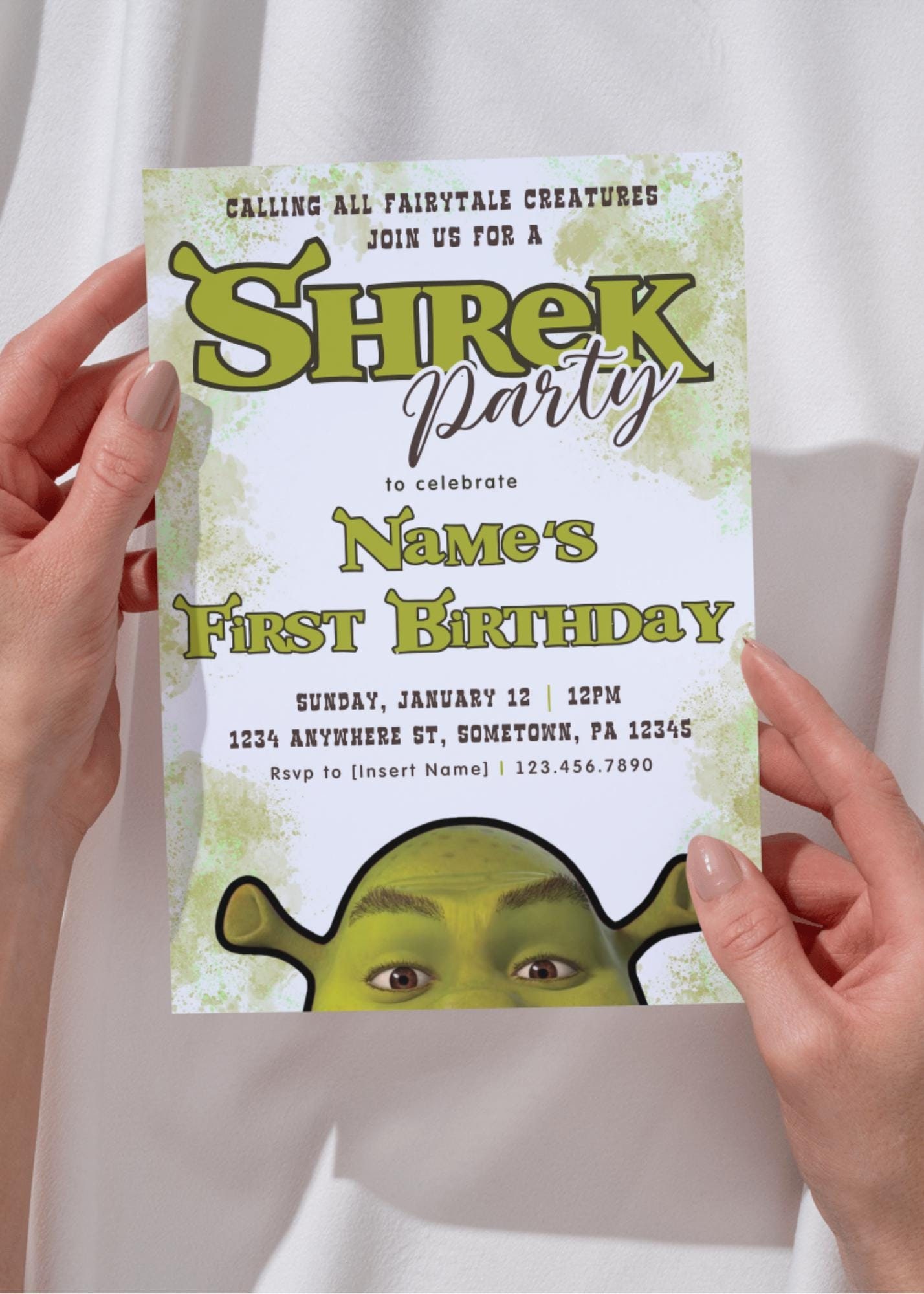 Shrek Birthday Party Invitation Template - Editable Birthday Invite for ...