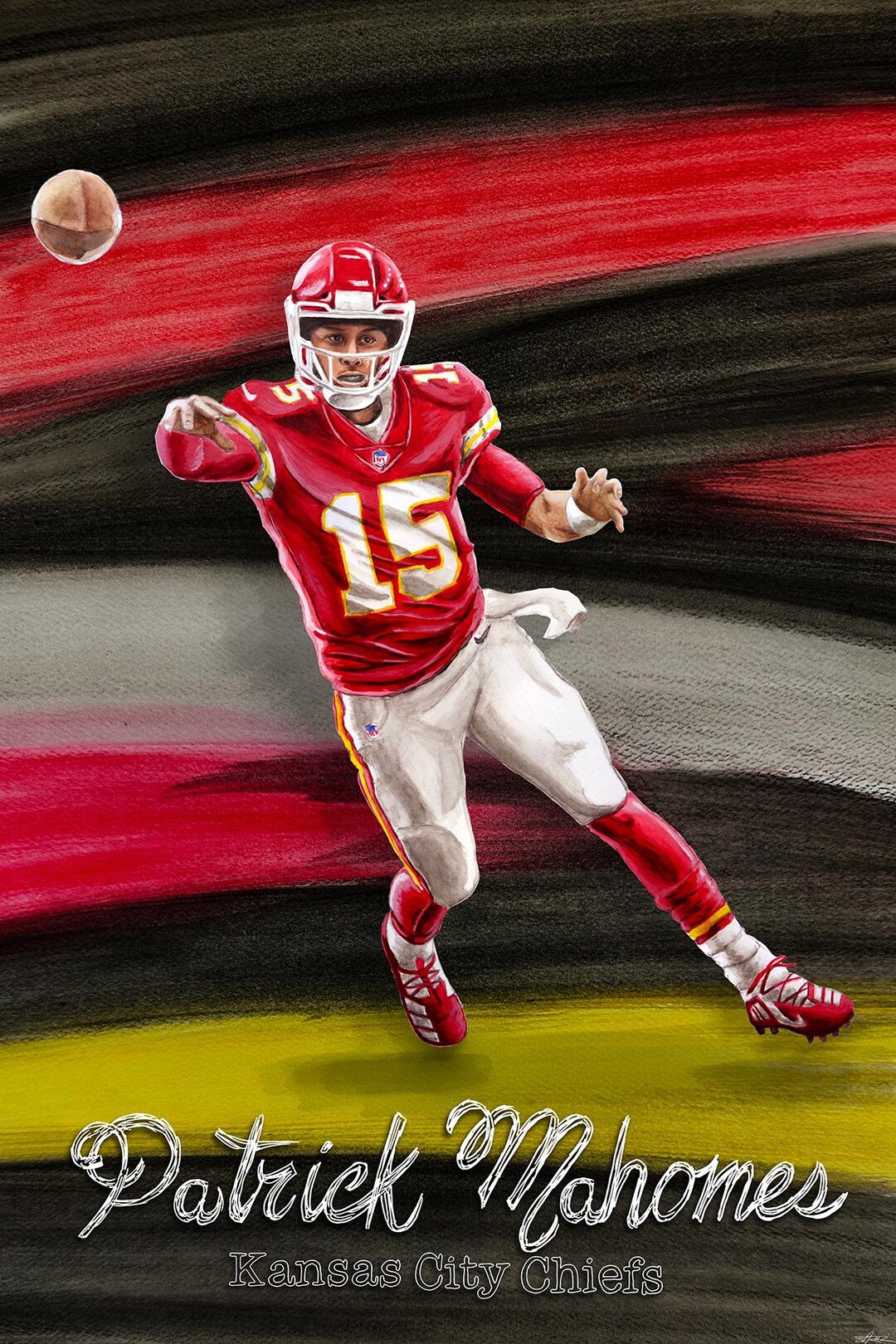 Patrick Mahomes Throwing a Pass - Watercolor Collage - Etsy