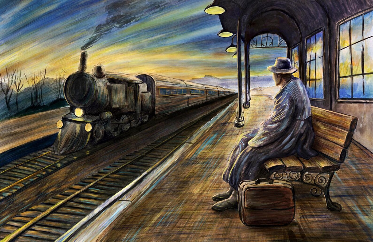 Morning Train - Digital Drawing Print - Etsy