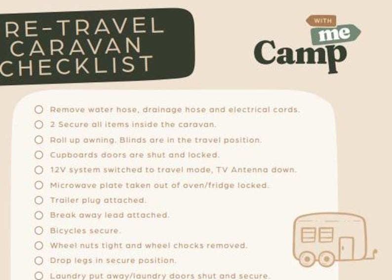 Caravan Checklist - Pre Travel - Etsy