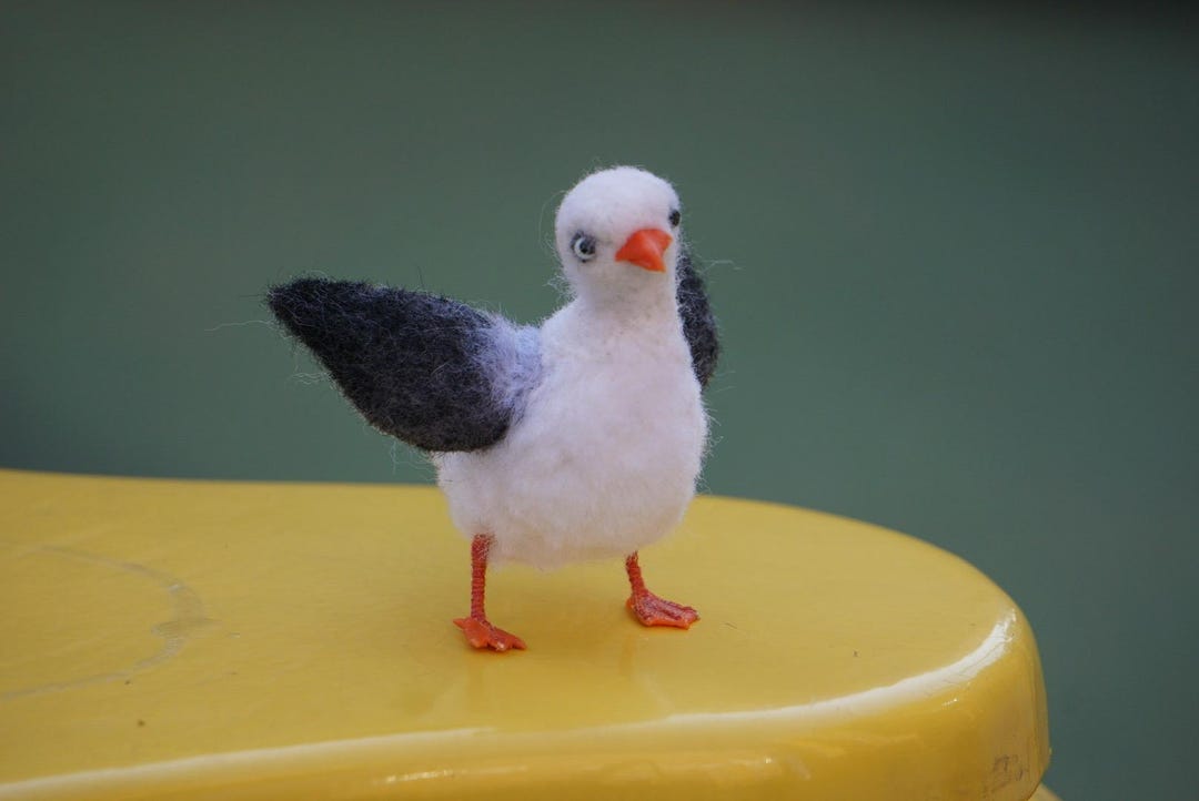 Handmade Needle Felted Seagull-5cm Tall - an Adorable & Unique Woolen ...