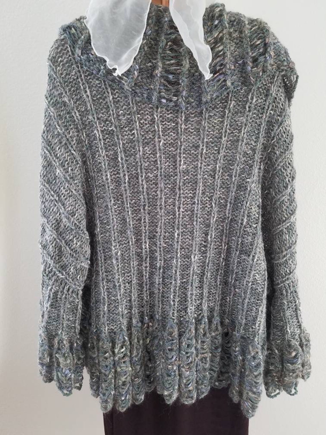 Trendy Jacket / Shrug With Funnel Sleeves Lacy Ribbing With - Etsy UK