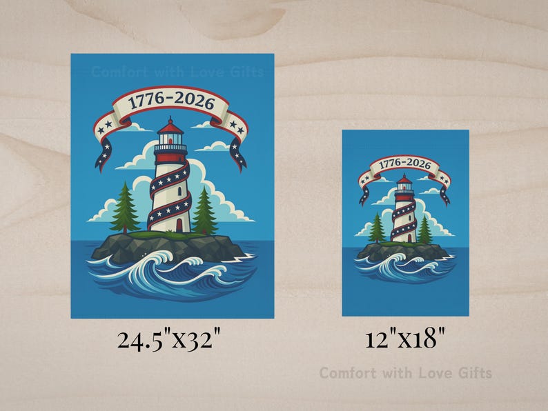 250th Anniversary Lighthouse Garden & House Flag 1776-2026 Patriotic ...