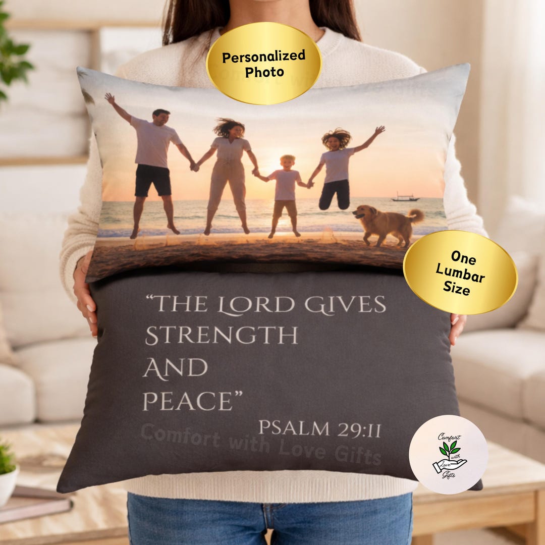 Personalized Lumbar Pillow With Photo and Message Thinking of You ...