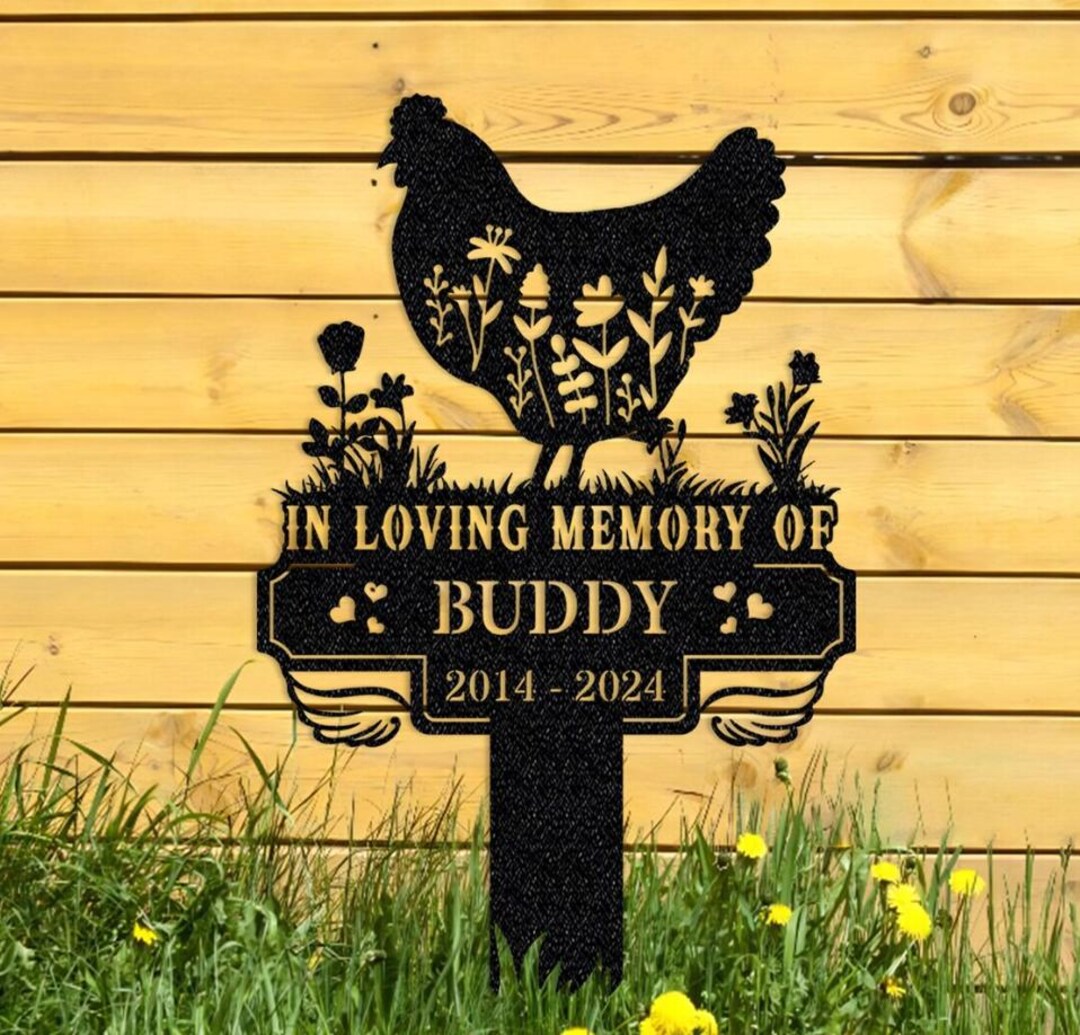 Personalized Chicken Memorial Stake, Pet Grave Marker Sign, Outdoor ...