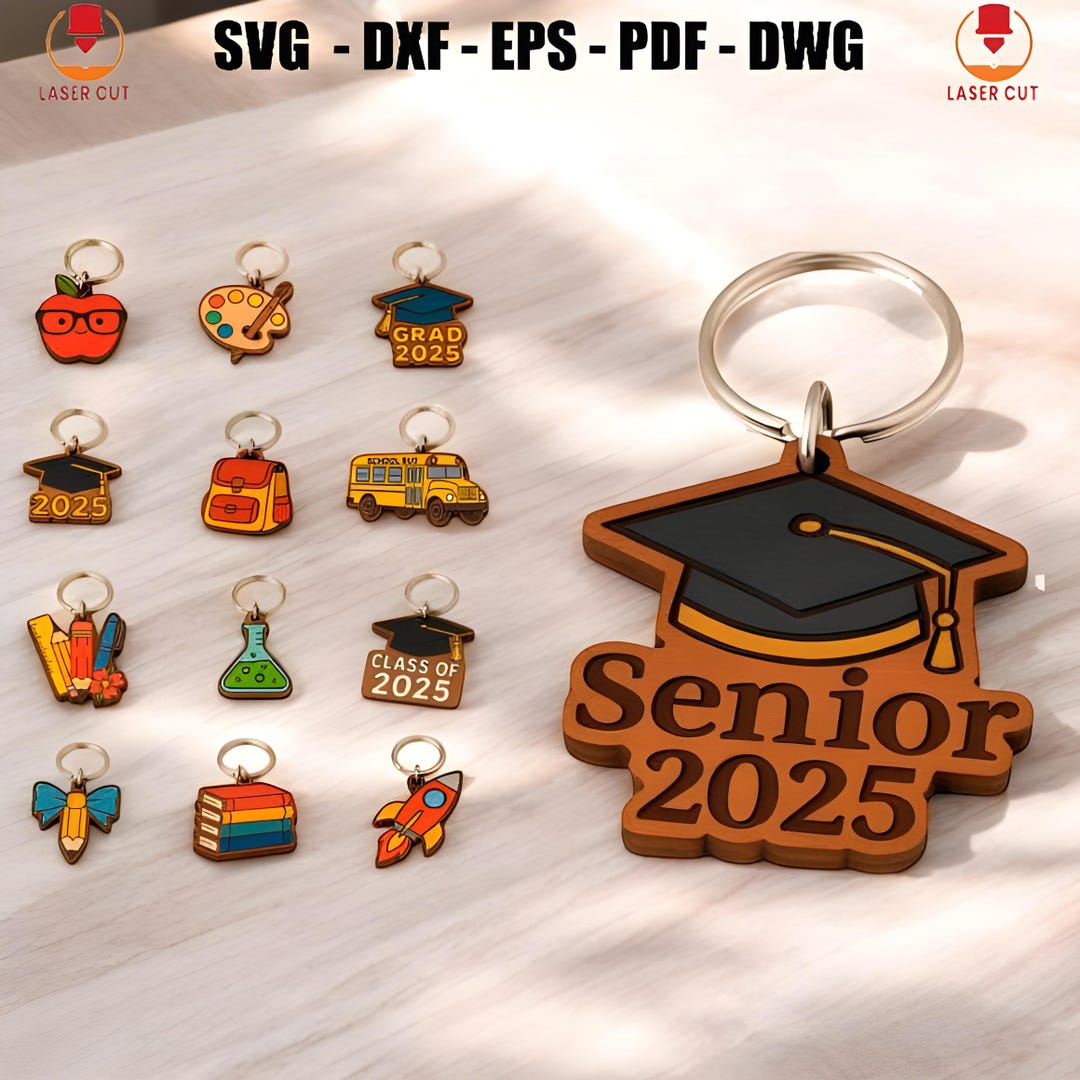 Graduation Keychain Laser Cut Bundle, Senior Keyrings Svg, Class of ...