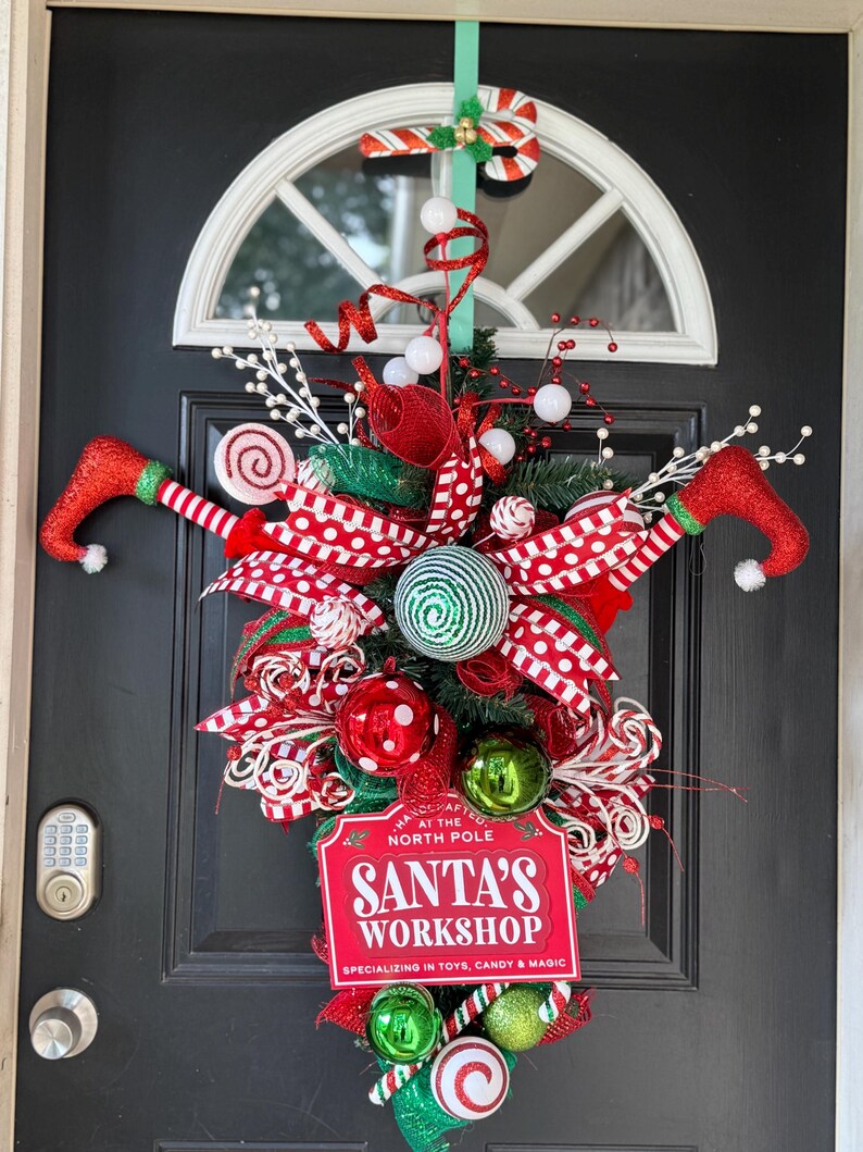 Santas Elf Themed Christmas Wreath Swag - Etsy