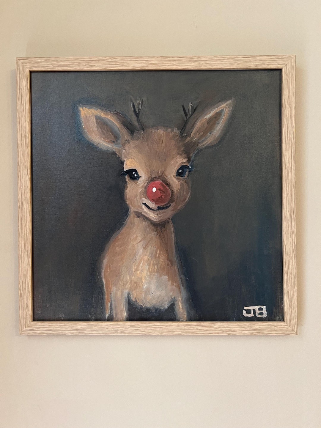Baby Rudolph, Original Oil Painting - Alla Prima on Canvas, 12x12 ...