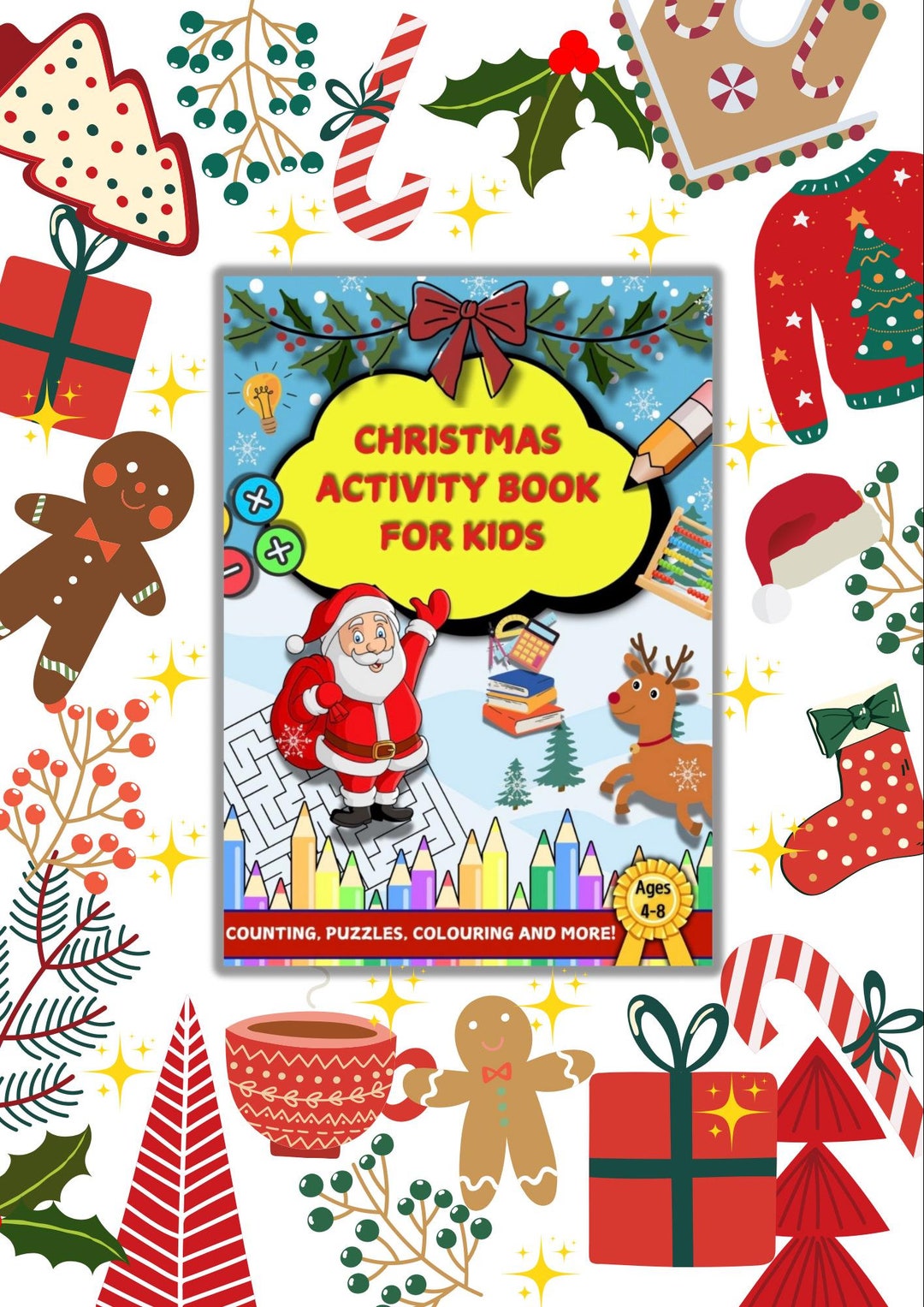 Printable Christmas Activity and Colouring Book for Kids: Educational ...