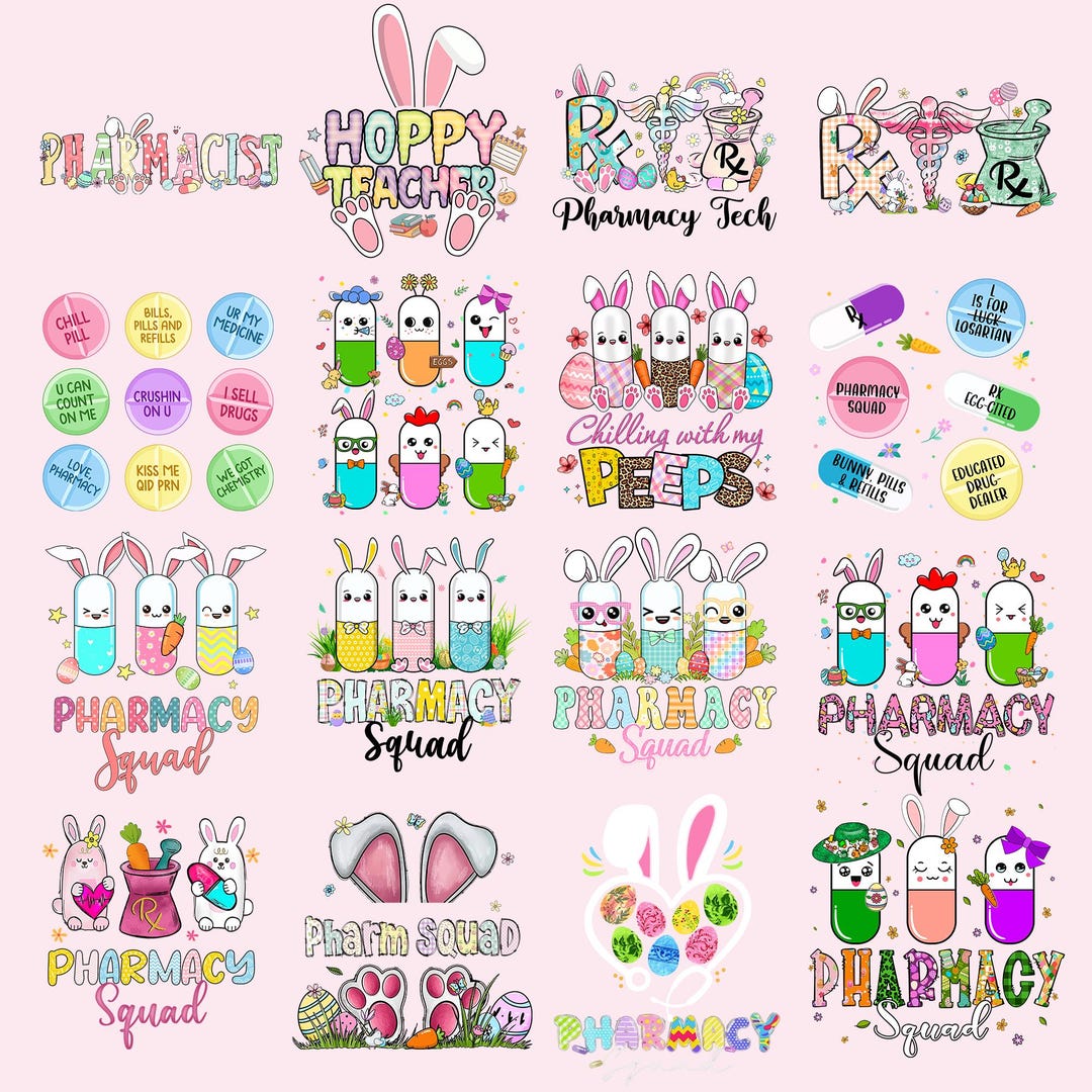15 Pharmacy Easter Day PNG Bundle, Pharmacist Nurse Easter Png, Easter ...