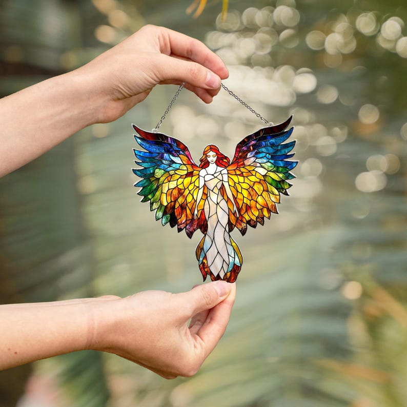 Angel Suncatcher: Custom Acrylic Window Hanging With Rainbow Effect - Etsy