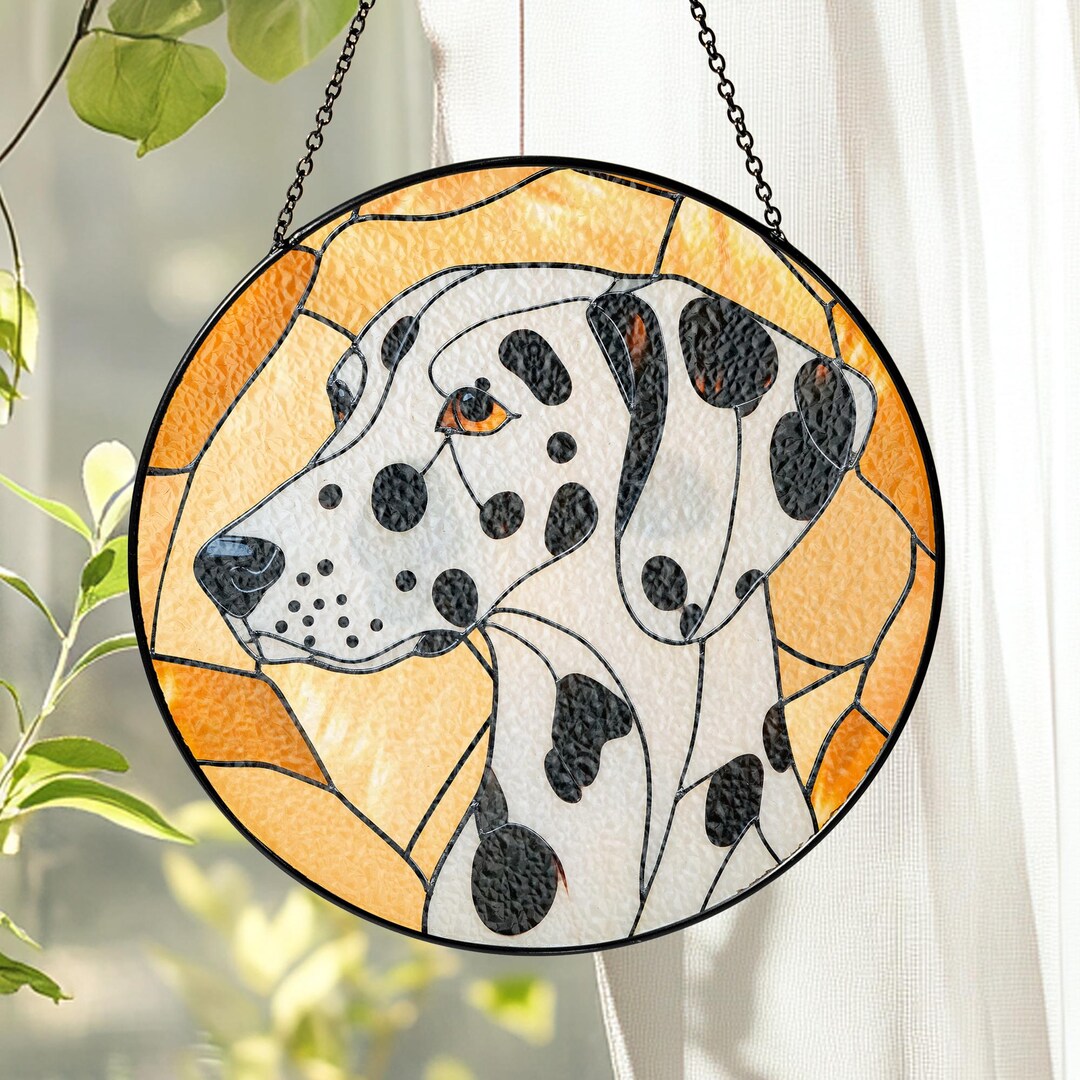 Pet Stained Glass Suncatcher, Dalmation Light Catcher, Window Hanging ...