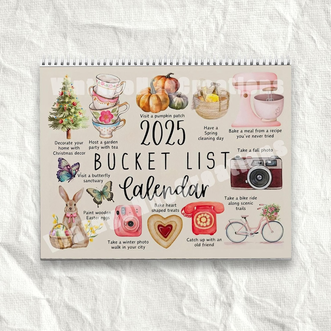 2025 Bucket List Calendar, 2025 Wall Calendar, 2024 Art Calendar ...
