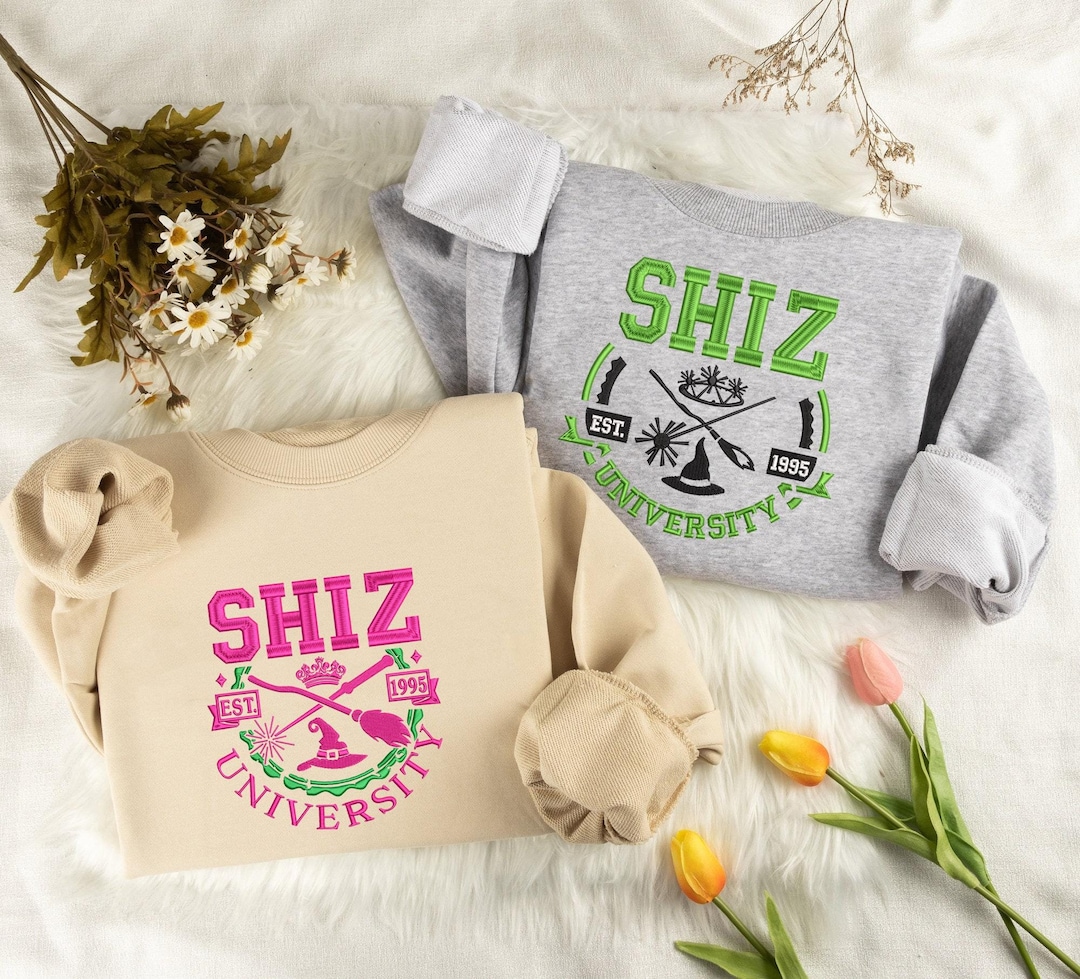 Shiz University Sweatshirt Embroidered Wickeds Movie, Wicked Glitter Shirt, Wizard Shiz ...