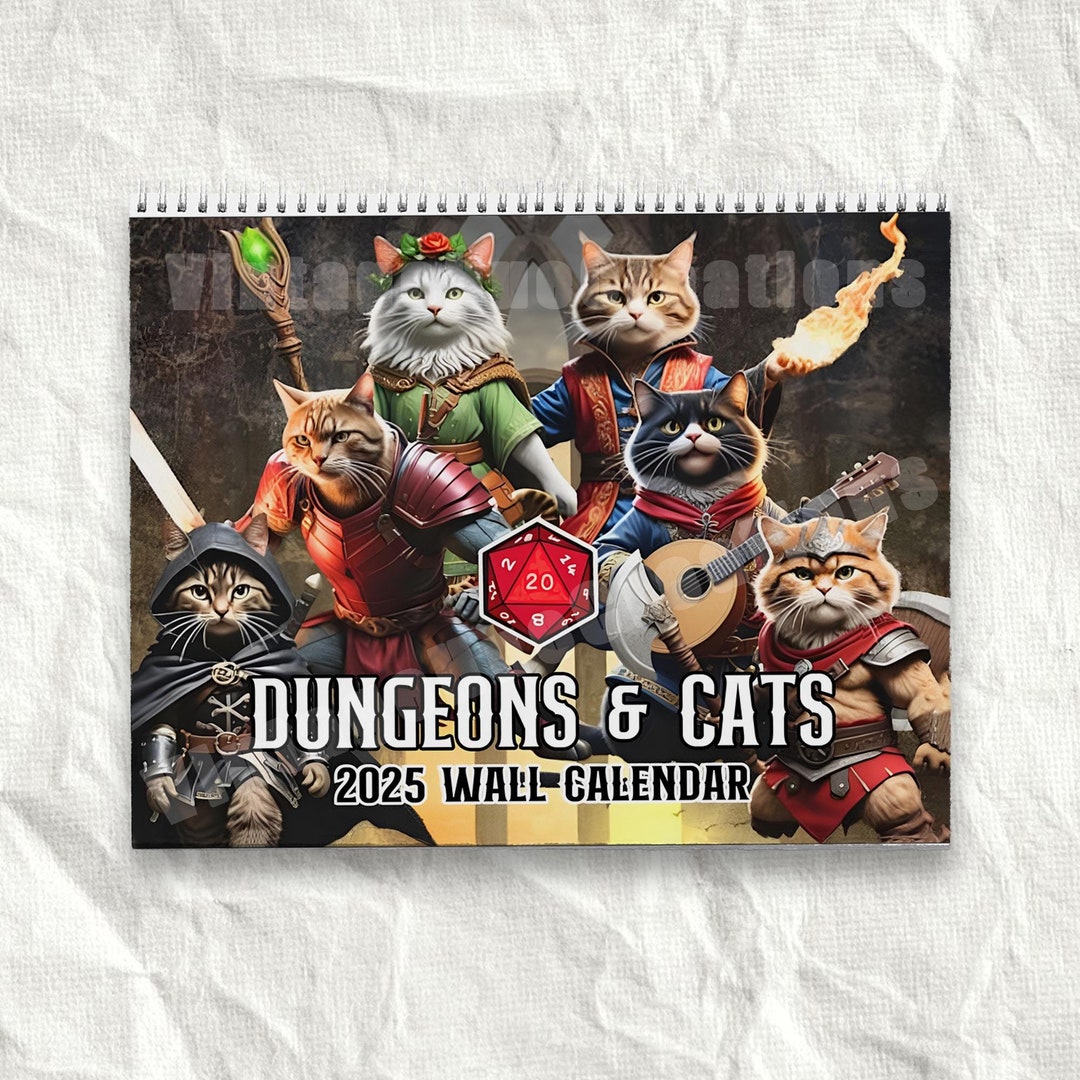DND Calendar 2025 Cat Calendar, Dnd Christmas Gift, Dnd Cat, Medieval ...