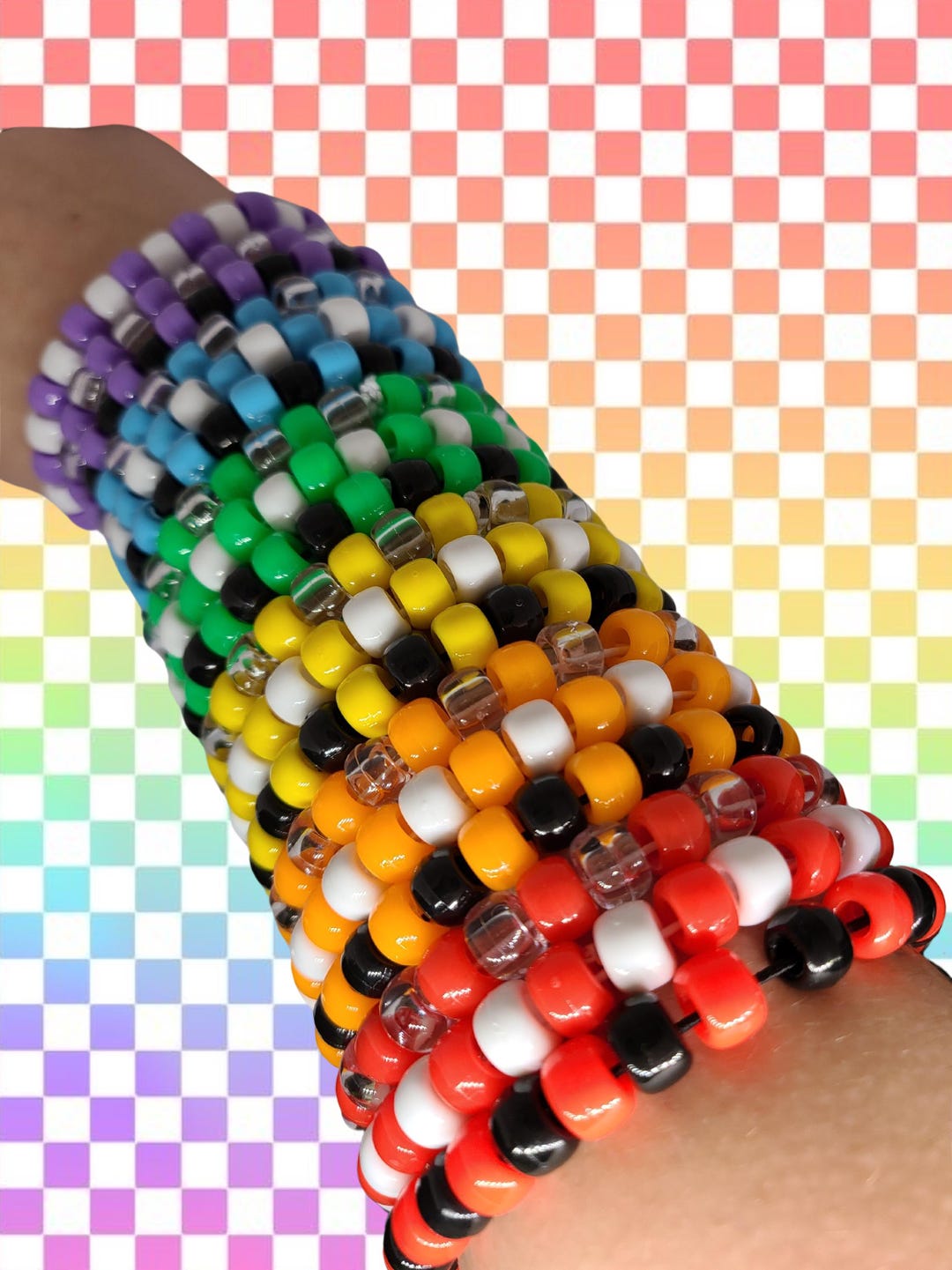 3 Pack Checkered Single Kandi Bracelets - Etsy