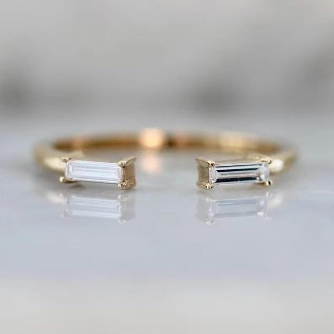 Open Cuff Wedding Ring,baguette Moissanite Diamond Toi Et Moi Ring ...