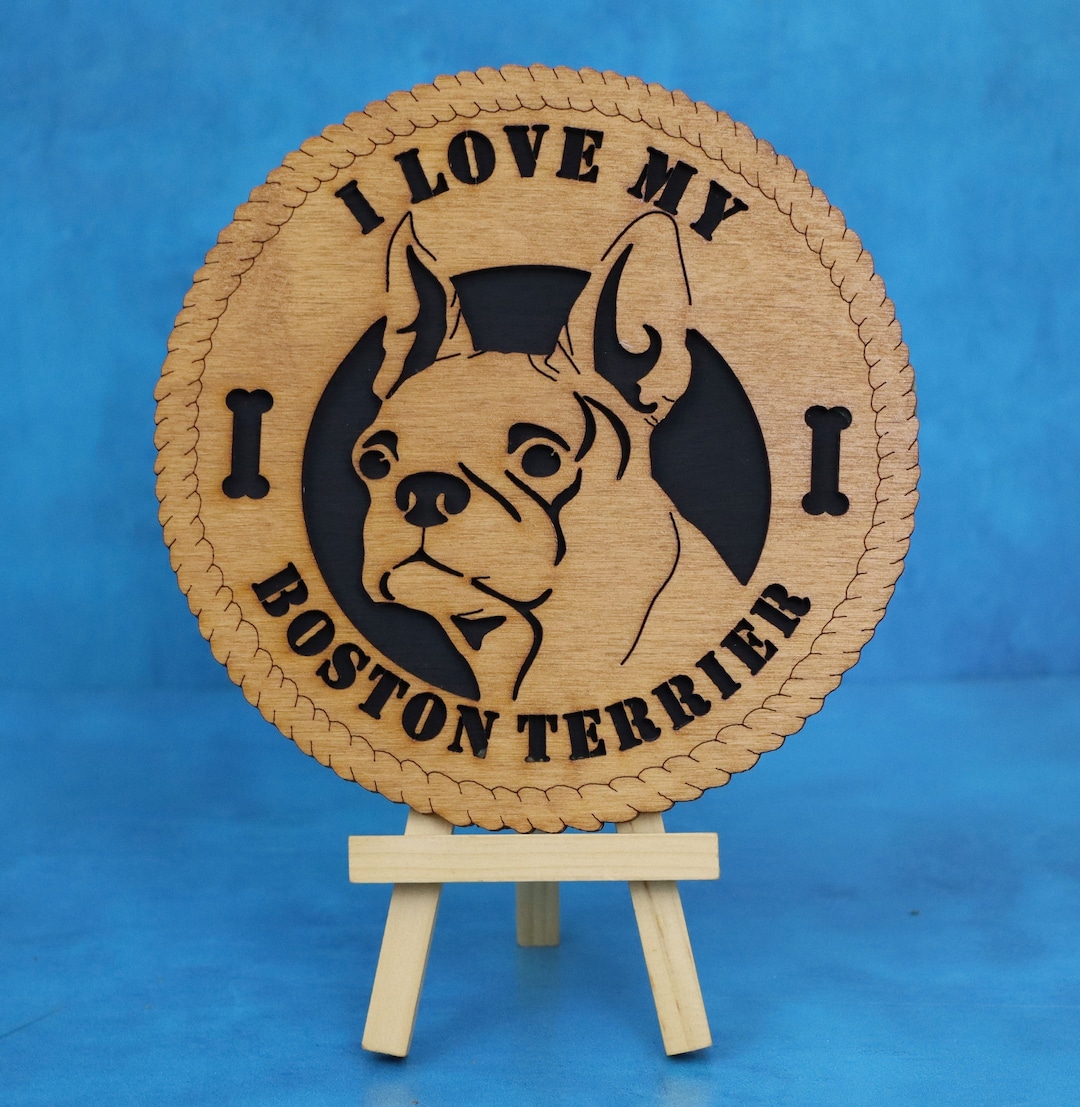 Laser Cut Wood Dog Breed Signs Boston Terrier, Boxer, Brittany Spaniel ...