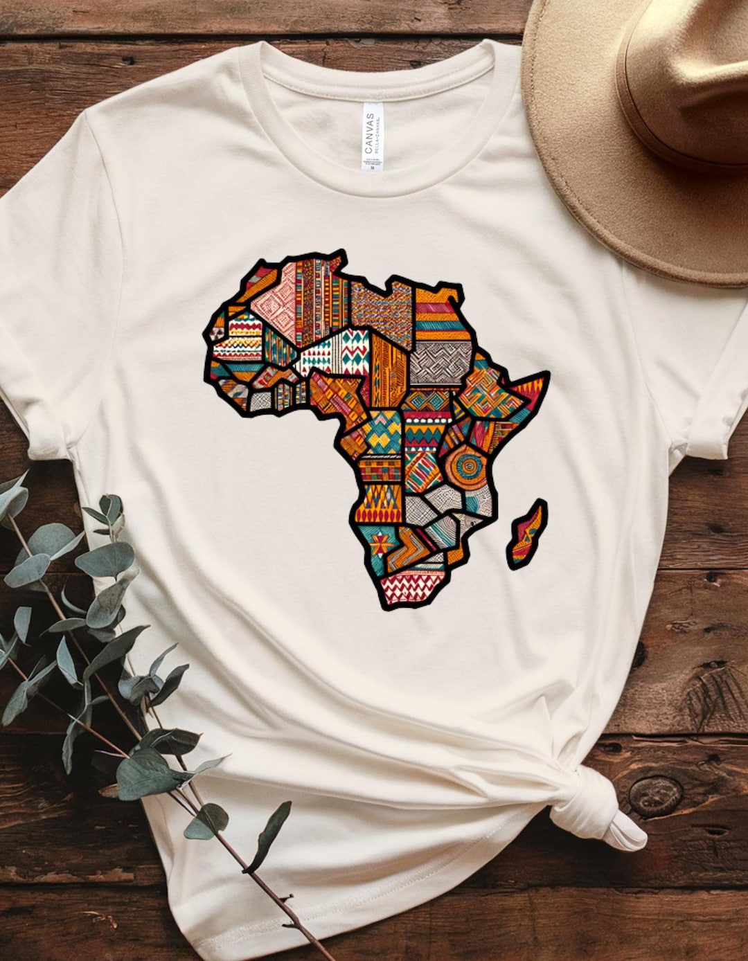 African Print Unisex Tee, Ethnic Map T-shirt, Tribal Style Shirt ...