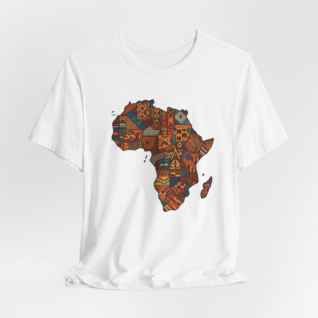 African Map T-shirt: Kente Cloth Inspired Print, Unisex Cotton Tee - Etsy