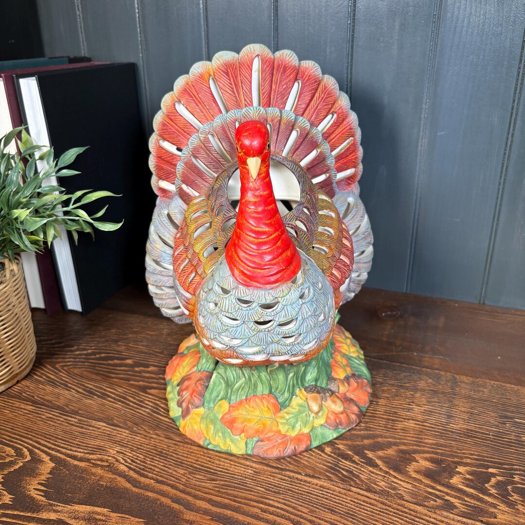 Vintage Partylite Candle Holder Autumn Harvest Gobbler Turkey Tealight ...