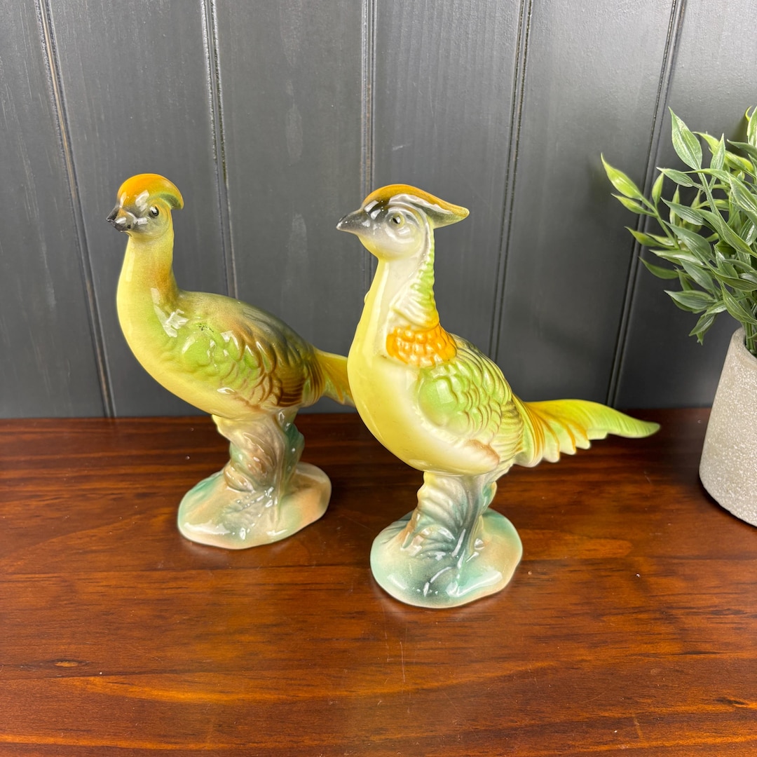 Pair of Pheasant Figurines Hand Crafted Pheasants Ceramic Pheasant Bird ...