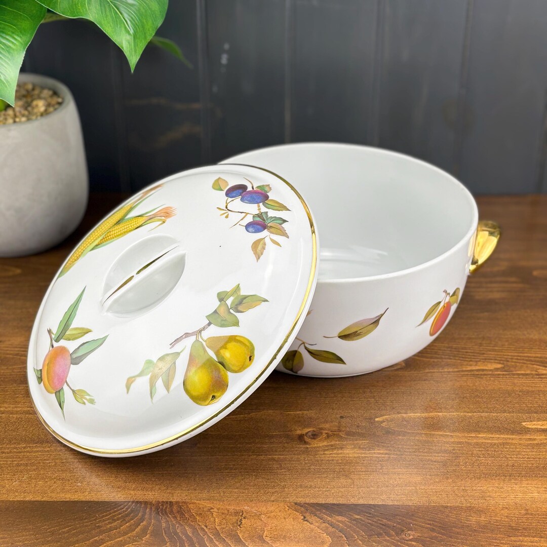 Vintage Royal Worcester Evesham Gold Lidded Casserole Dish Round Baking ...