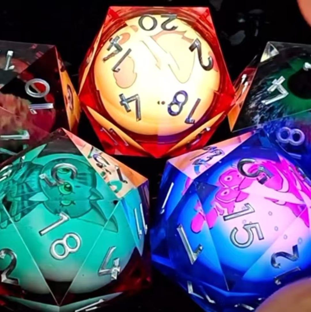 Giant Light-up D20 Dice,55mmliquid Core Dice, Glowing Longan Dice ...