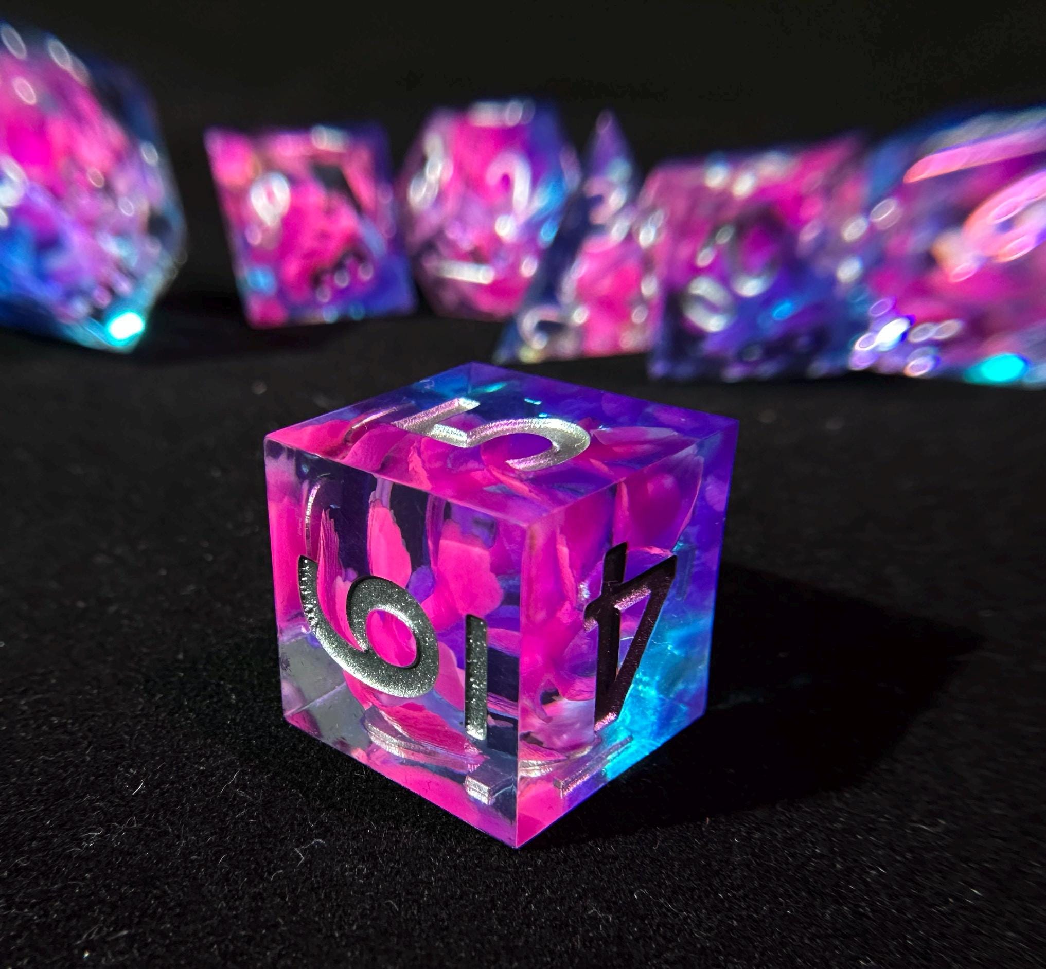 Jinx's Frozen Flower-flower Dice,plant Dice, Pink and Blue Resin Dice ...
