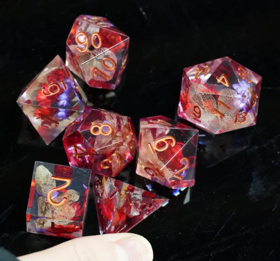 Leaves and Flowers Dice,pink Dnd Dice Set,plant Dice,resin Dice Set,a ...