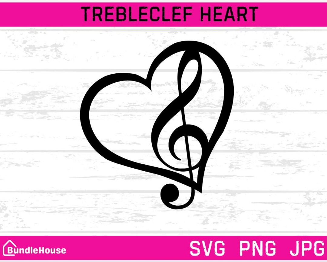 Treble Clef Love Heart SVG, PNG, JPG, Treble Clef Svg, Music Notes Svgs ...